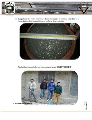 Determinacion de la fluidez consistencia normal | PDF