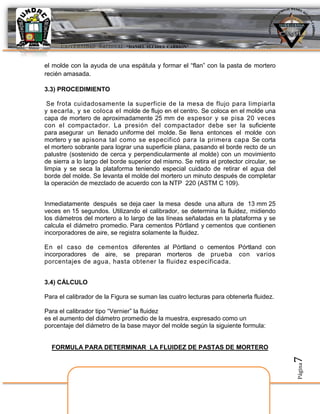 Determinacion de la fluidez consistencia normal | PDF