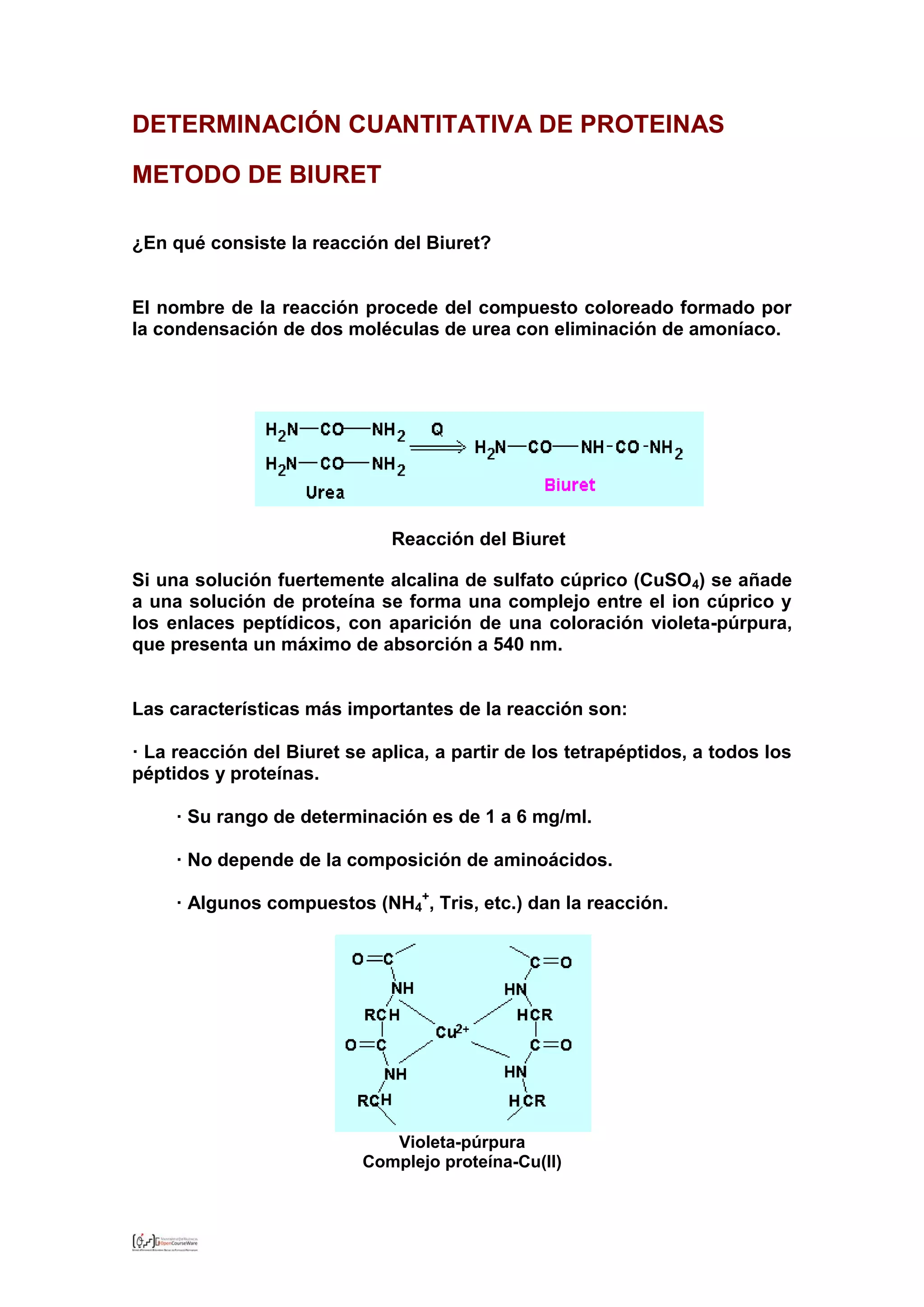 Determinacion de proteinas por el metodo de biuret 2 | PDF