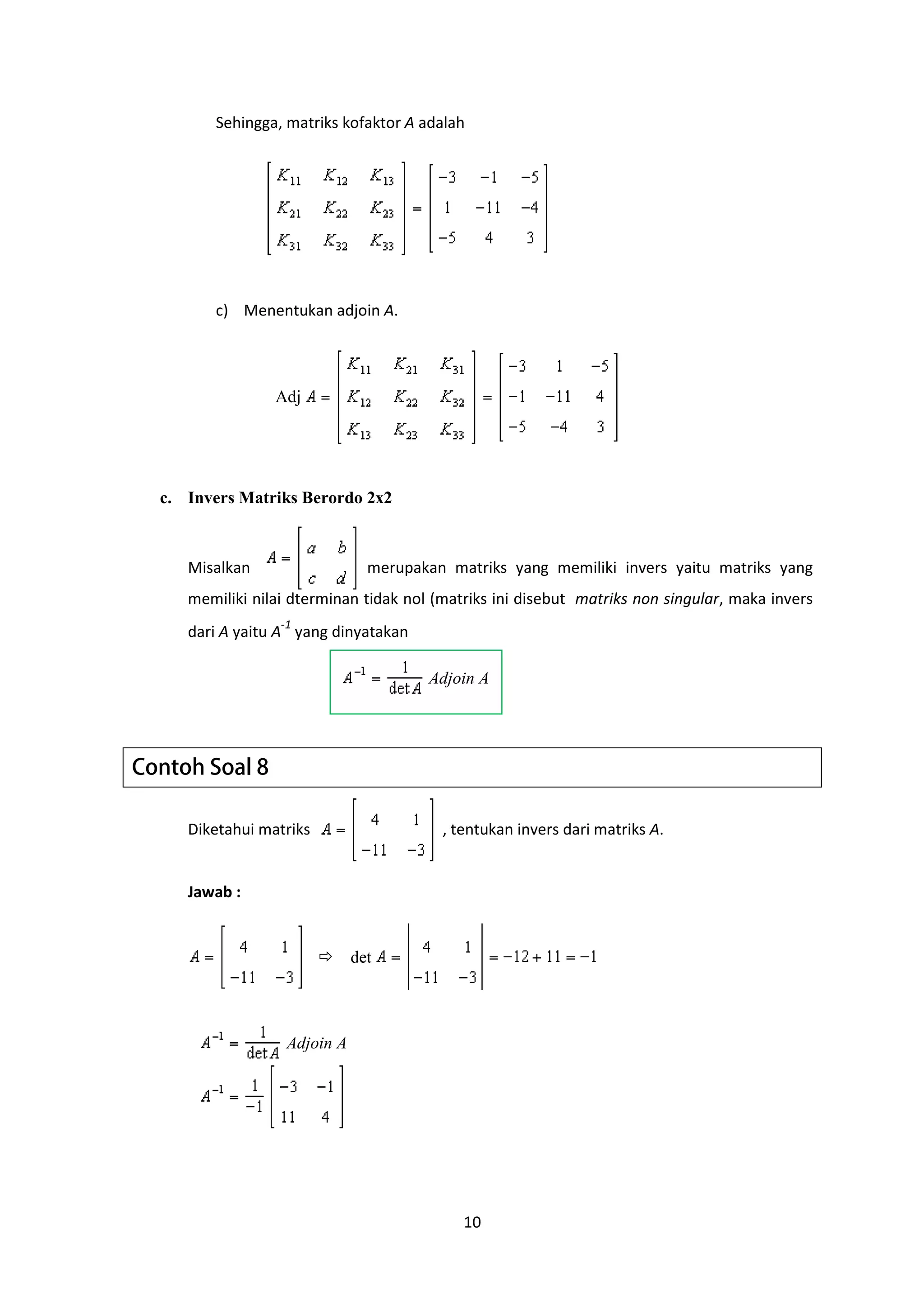 Determinan dan invers matriks | PDF