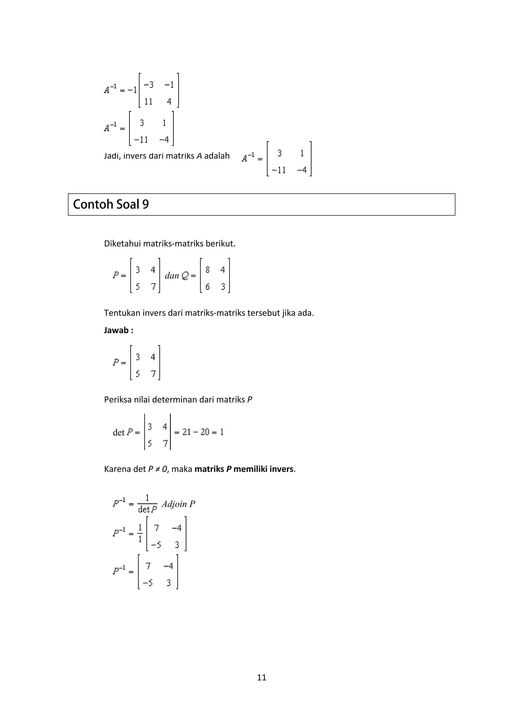 Determinan dan invers matriks | PDF
