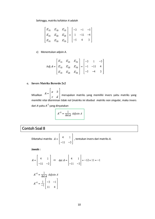 Determinan dan invers matriks | PDF