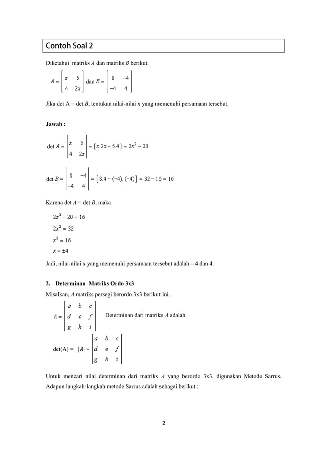 Determinan dan invers matriks | PDF