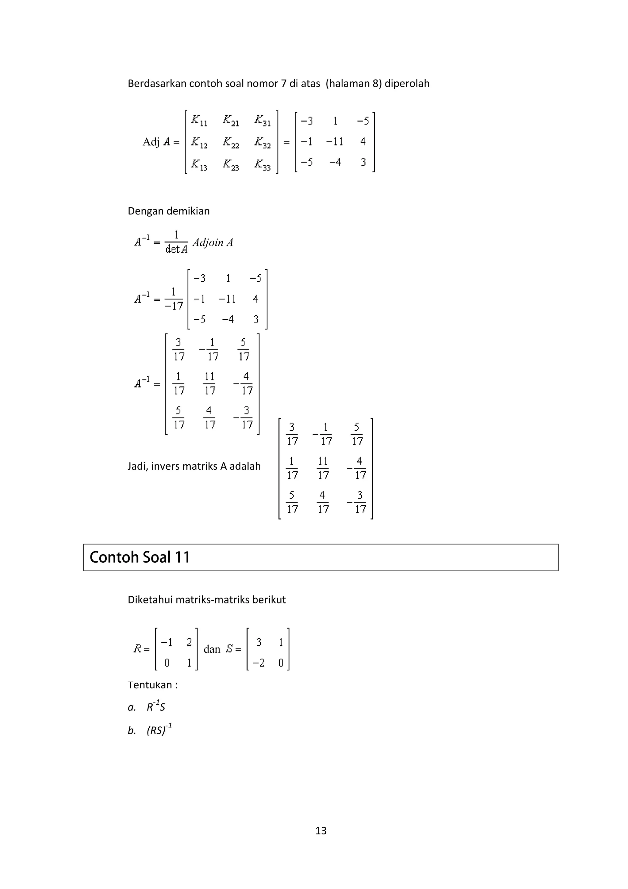 Determinan dan invers matriks | PDF