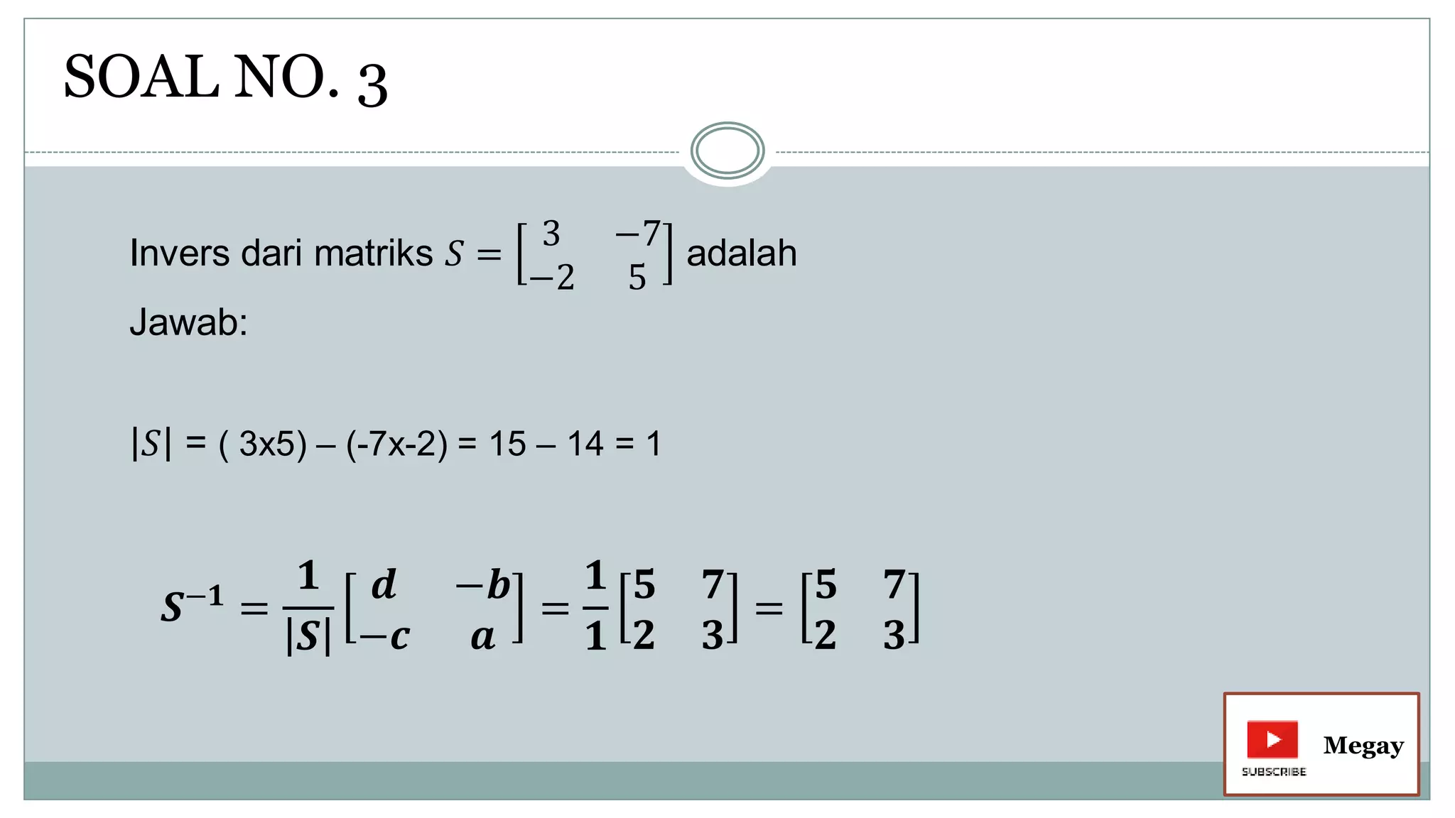 Determinan dan invers matriks | PPT