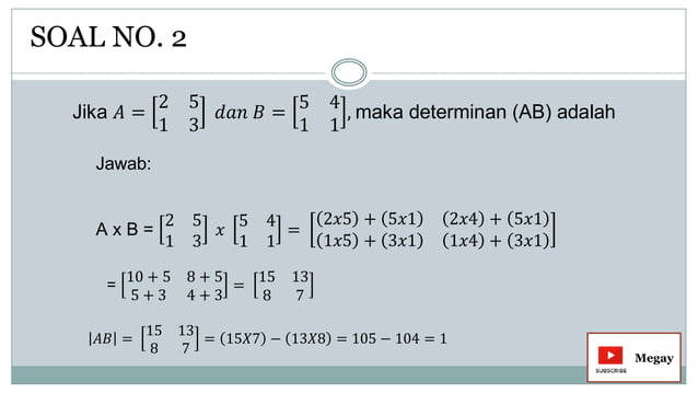 Determinan dan invers matriks | PPT