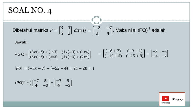 Determinan dan invers matriks | PPT