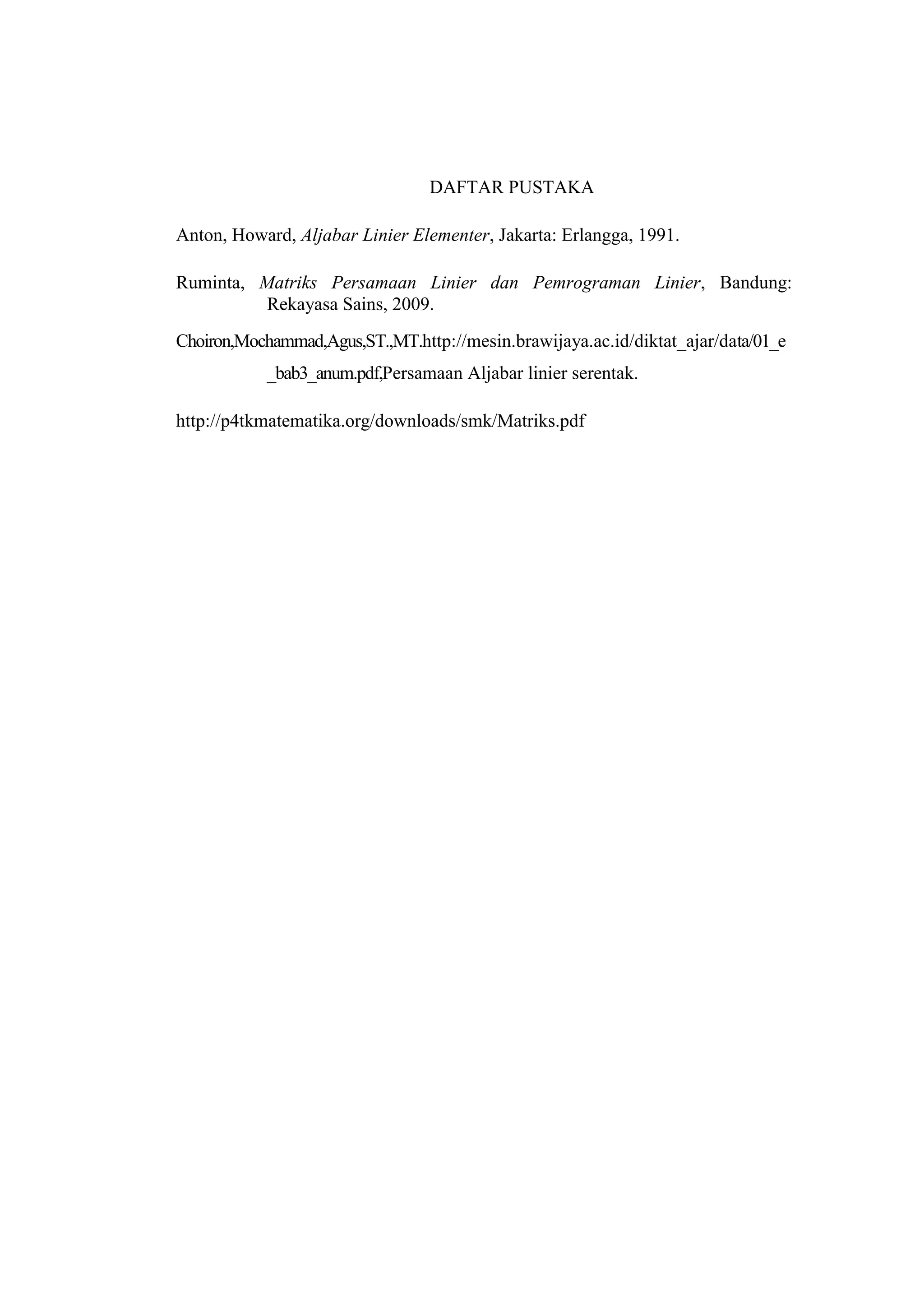 Determinan hasil dekomposisi dengan cara crout pada matriks bujur sangkar | DOCX