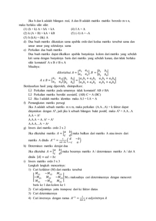 Determinan matriks derajat dua, tiga, empat dan lebih tinggi | PDF