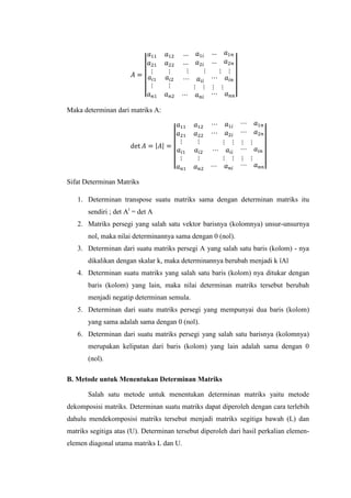 Determinan matriks hasil dekomposisi | PDF
