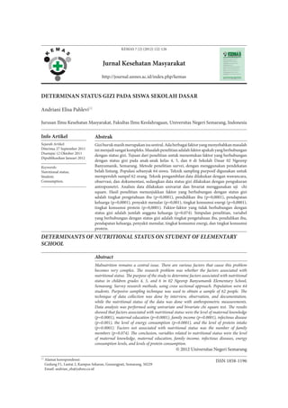 Determinan status gizi pada siswa sekolah dasar | PDF