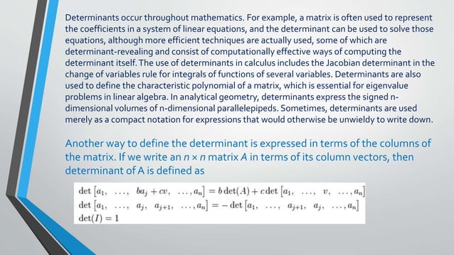 Determinants | PPTX | Physics | Science