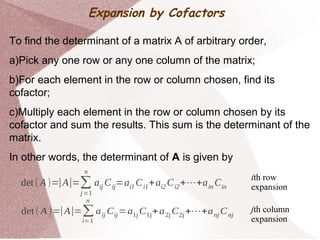 Determinants - Mathematics | PPT