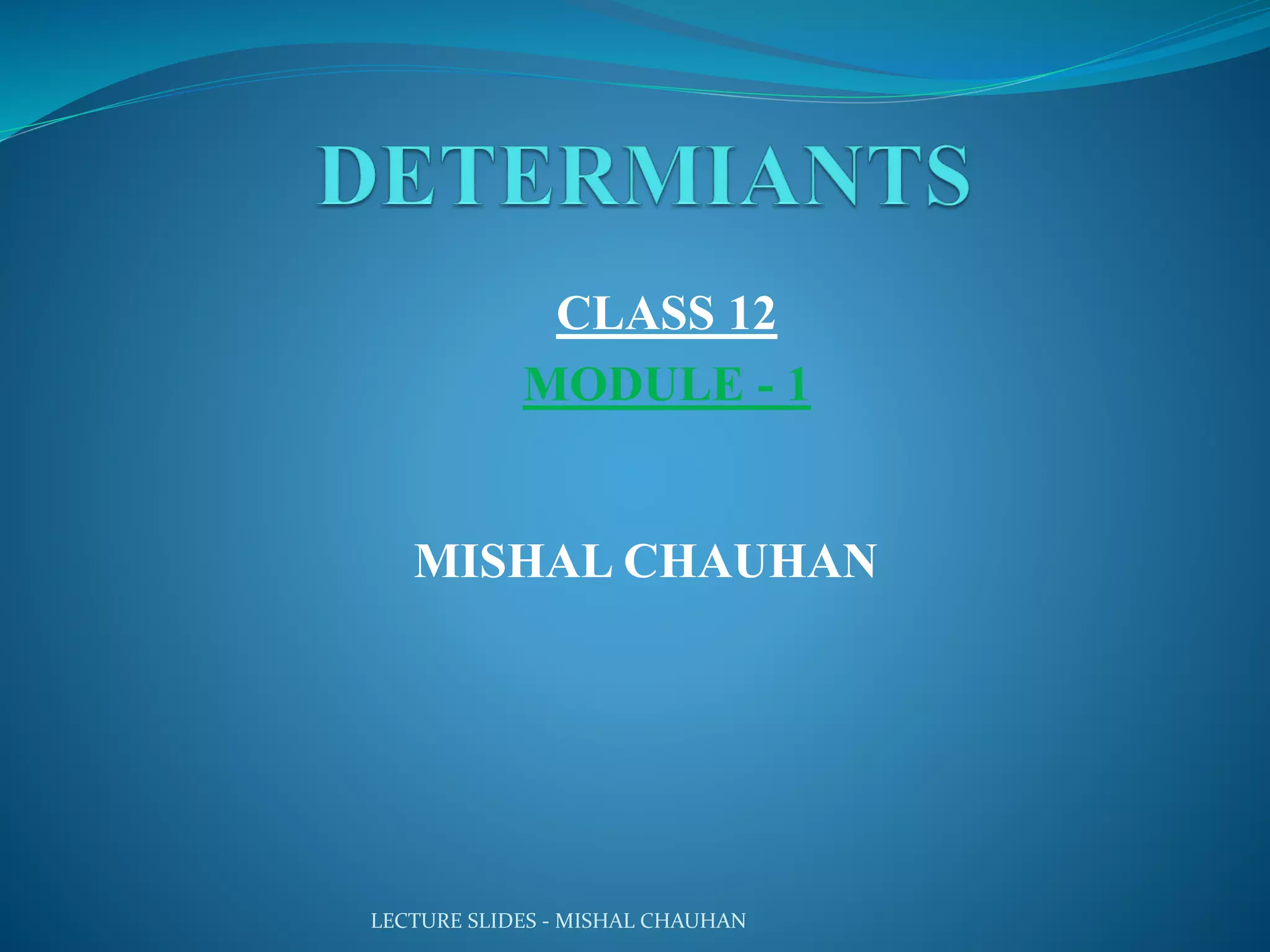 DETERMINANTS CLASS XII MODULE 1 | PDF