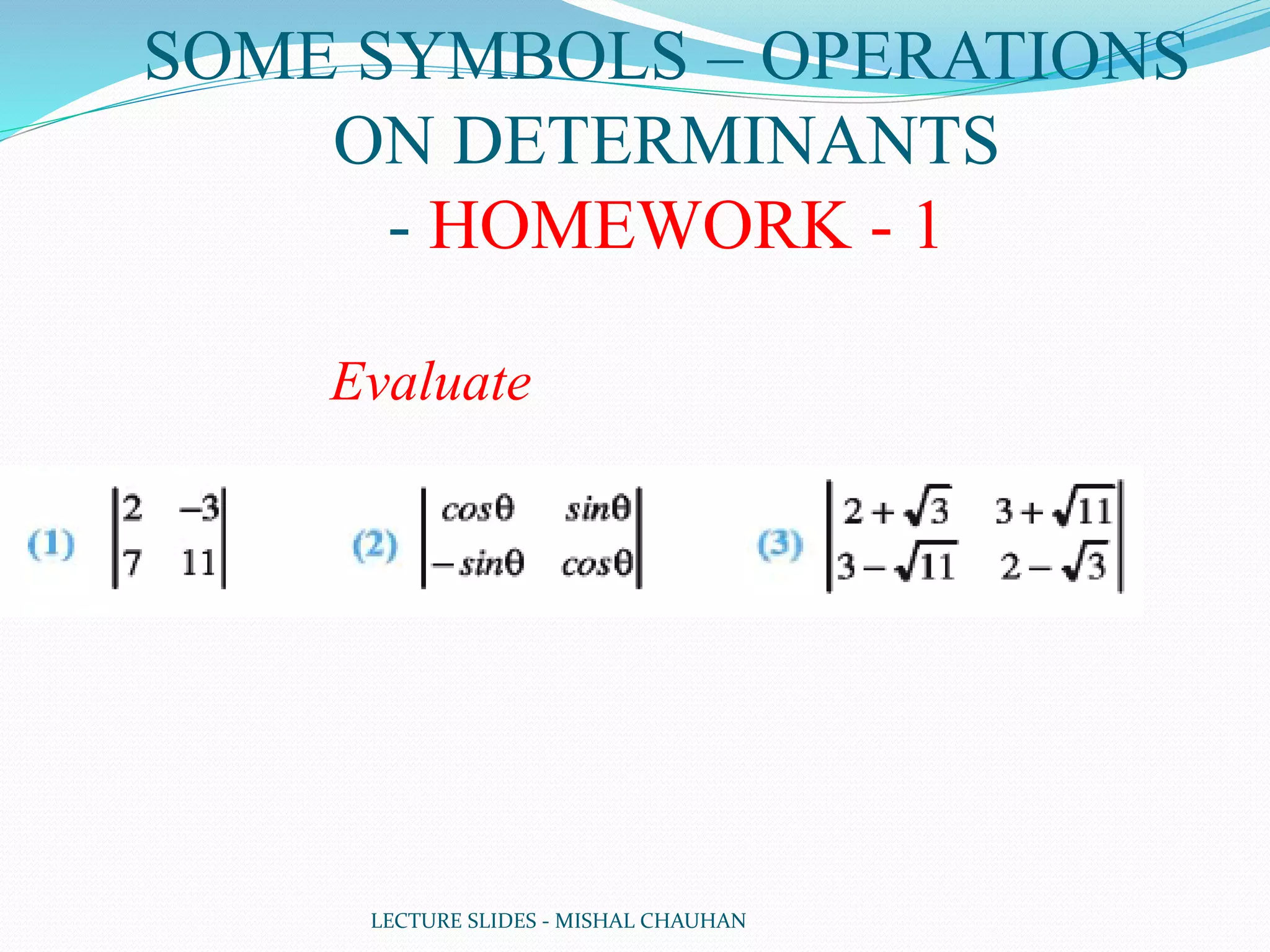 DETERMINANTS CLASS XII MODULE 1 | PDF