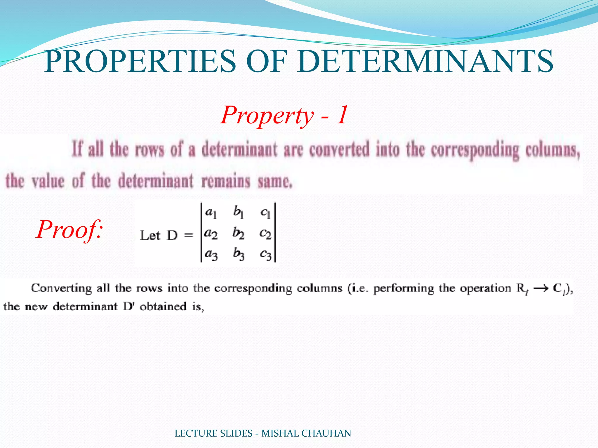 DETERMINANTS CLASS XII MODULE 1 | PDF