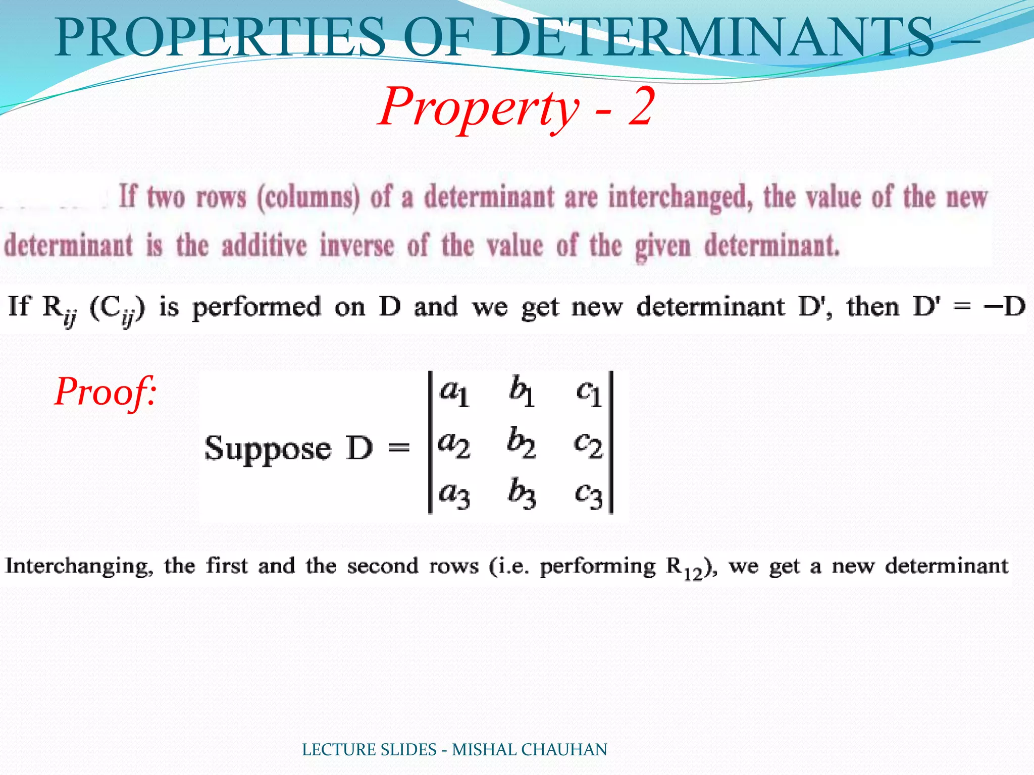 DETERMINANTS CLASS XII MODULE 1 | PDF