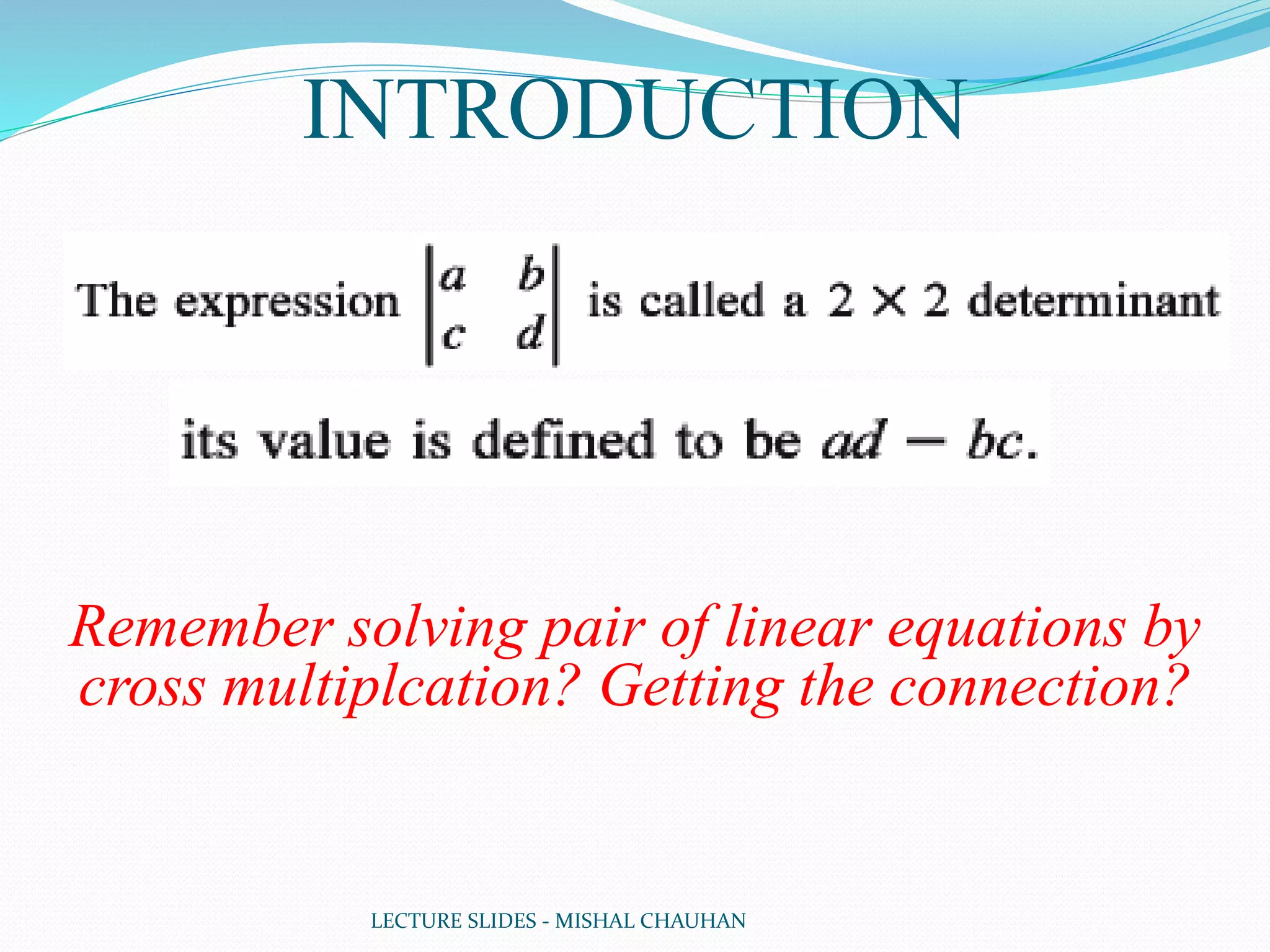 DETERMINANTS CLASS XII MODULE 1 | PDF