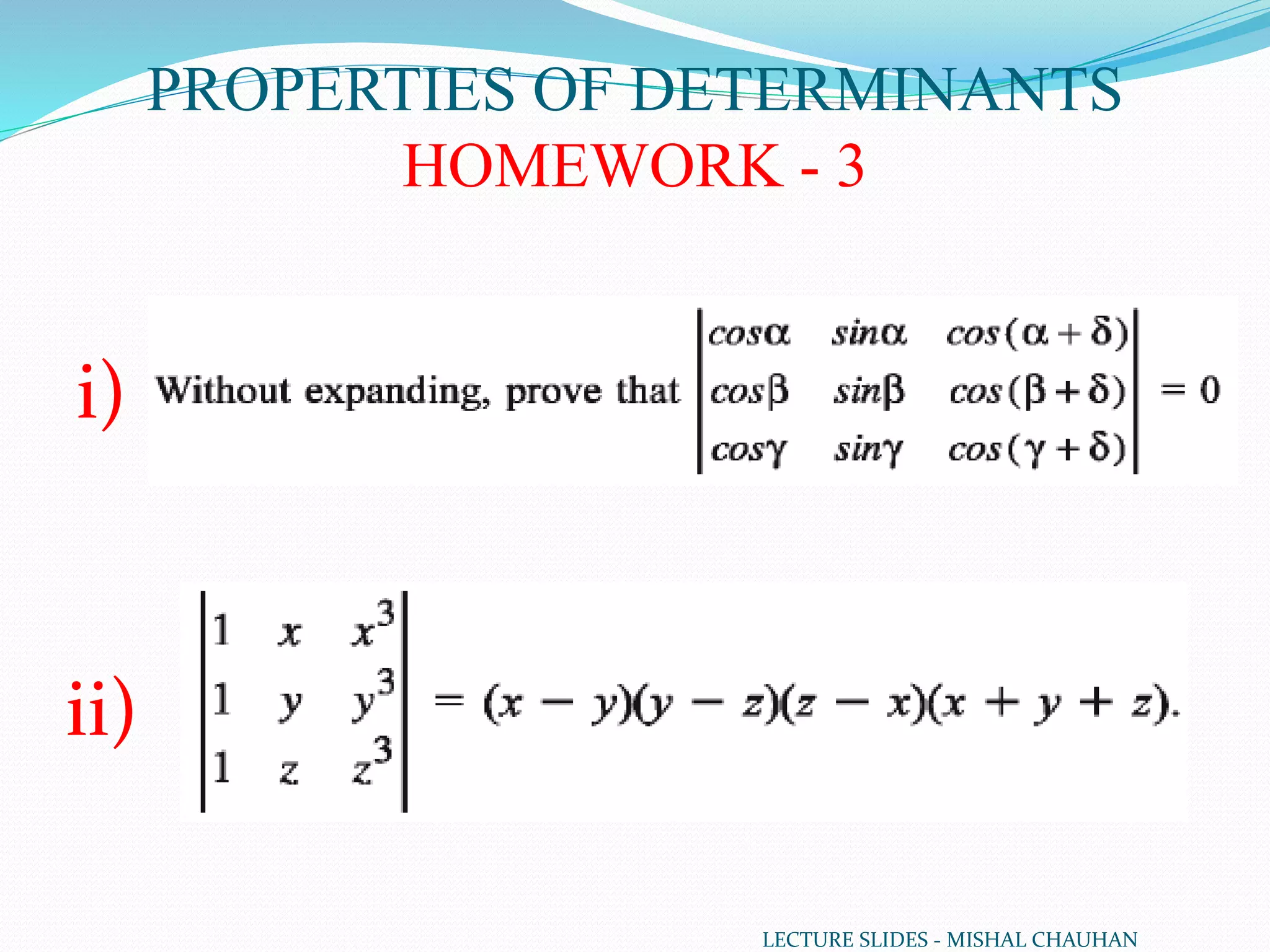 DETERMINANTS CLASS XII MODULE 1 | PDF