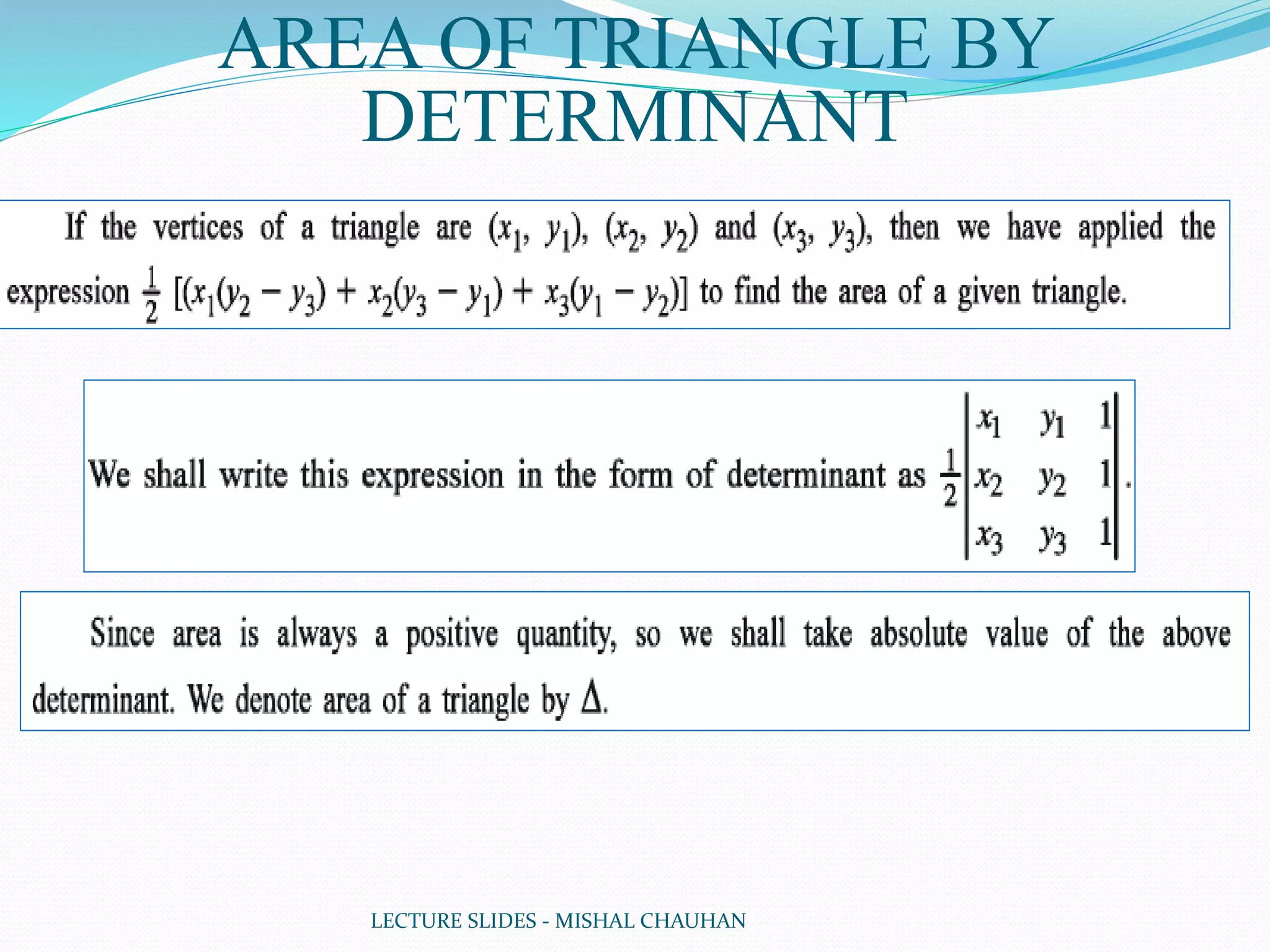 DETERMINANTS CLASS XII MODULE 2 | PDF