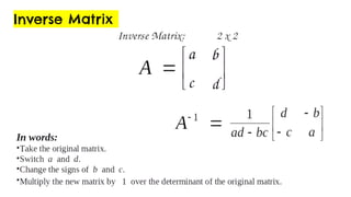 Determinants, inverse matrices & solving | PPT