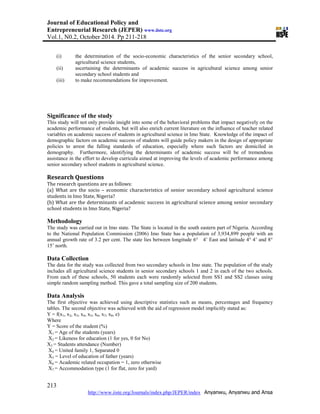Determinants of academic success in agricultural science | PDF