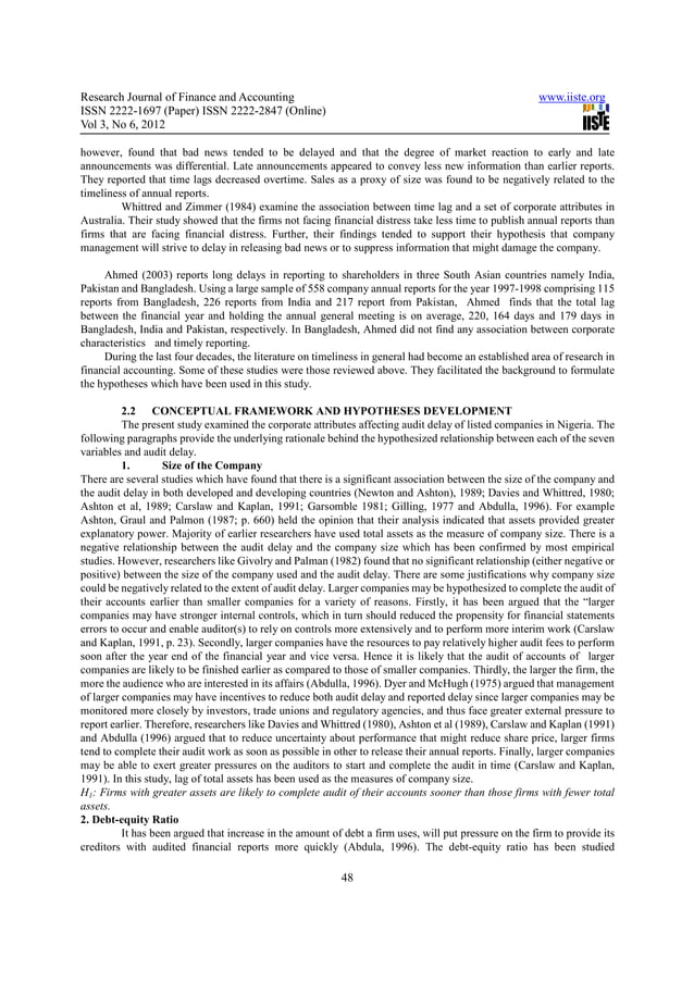 Determinants of audit delay in nigerian companies | PDF Determinants of audit delay in nigerian companies | PDF