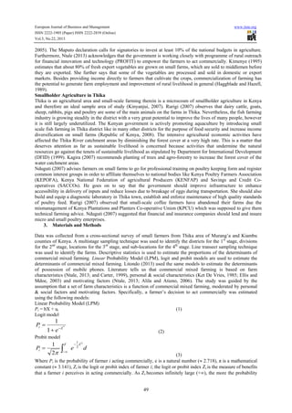 Determinants of commercial mixed farming on small farms in kenya | PDF