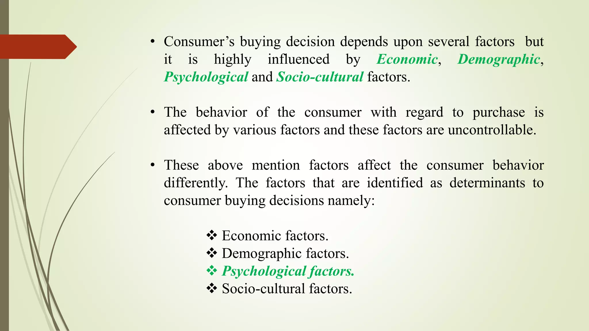 Determinants of consumer buying decisions. | PPT
