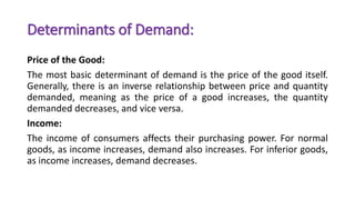 Determinants of Demand and Supply PPT -FIM | PPTX