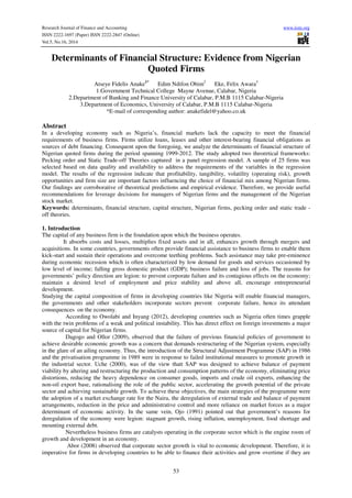 Determinants of financial structure | PDF