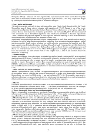 Determinants of household water quality in the tamale metropolis, ghana ...