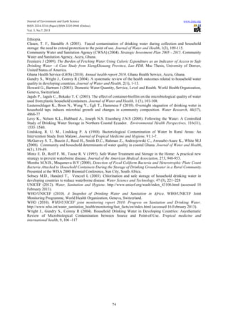 Determinants of household water quality in the tamale metropolis, ghana ...