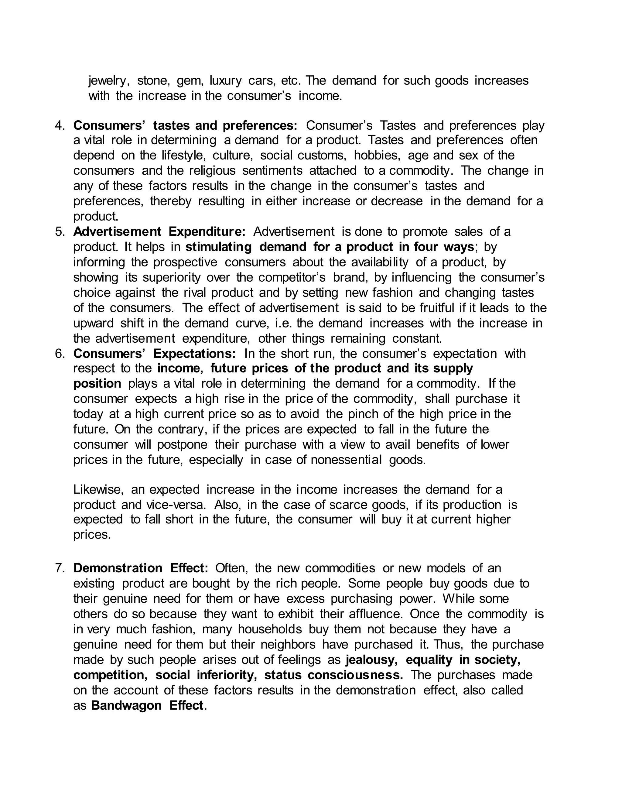 Determinants of market demand | DOCX