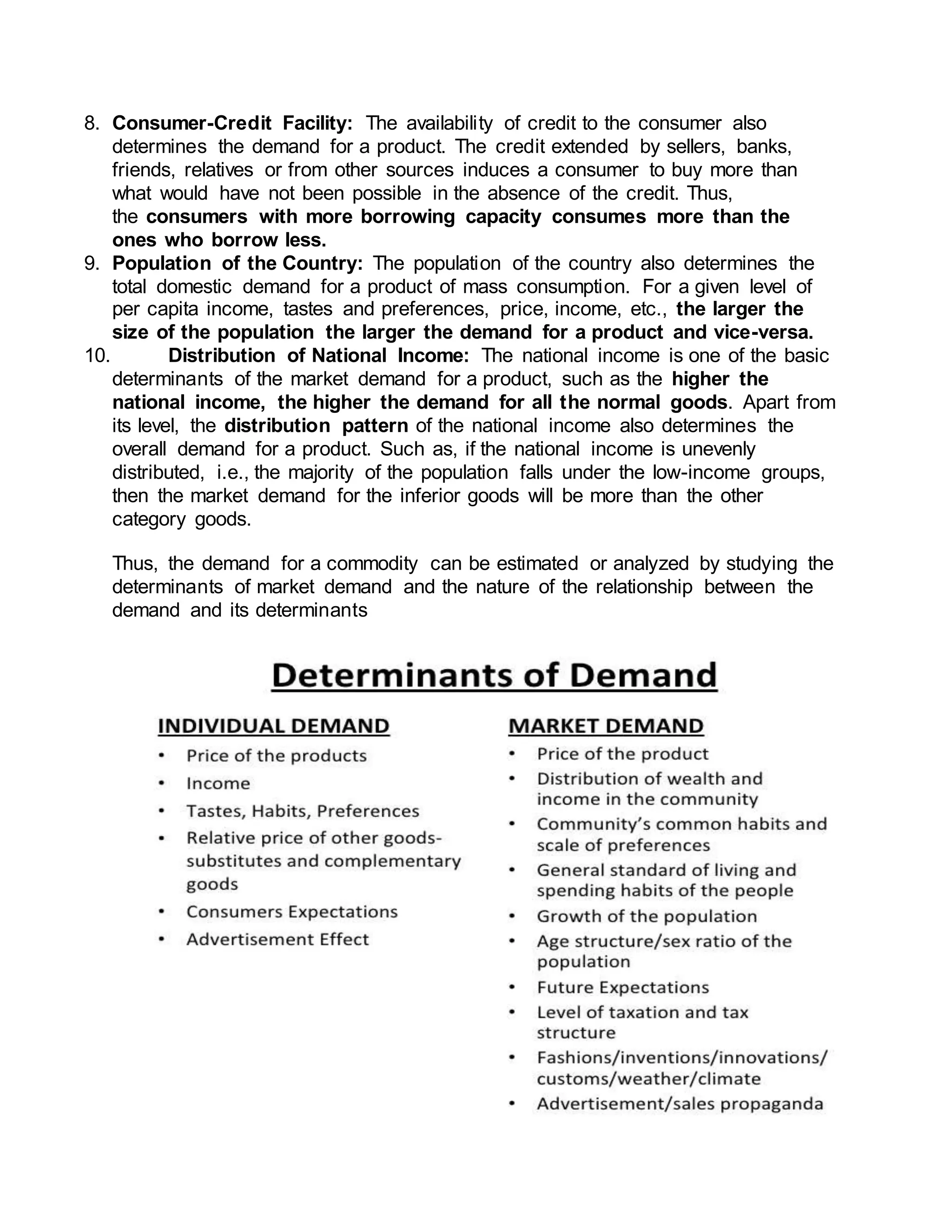 Determinants of market demand | DOCX