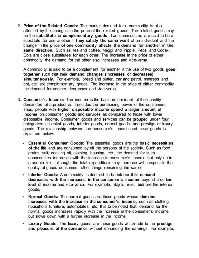Determinants of market demand | DOCX | Commodities | Economy