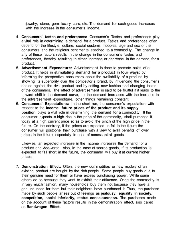 Determinants of market demand | DOCX | Commodities | Economy