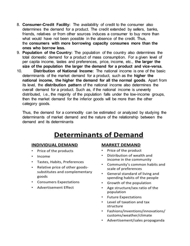 Determinants of market demand | DOCX | Commodities | Economy