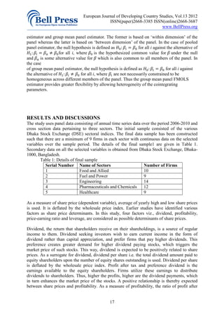 Determinants of stock prices in dhaka stock exchange (dse), | PDF