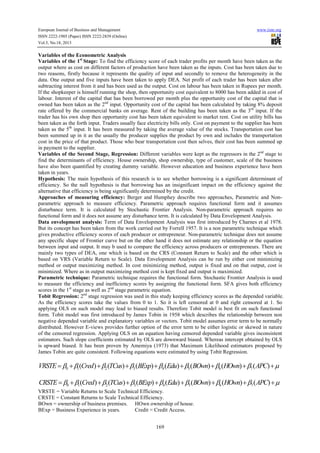 Determinants of the efficiency of microfinance borrowers and non borrowers-evidence from ...