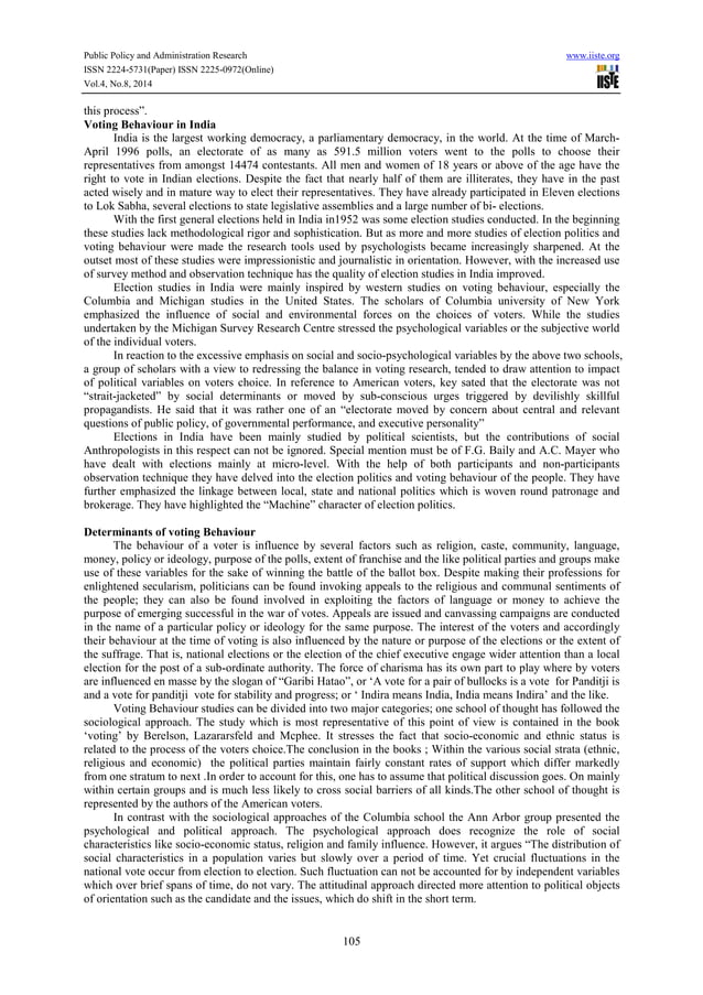 Determinants of voting behaviour in india | PDF