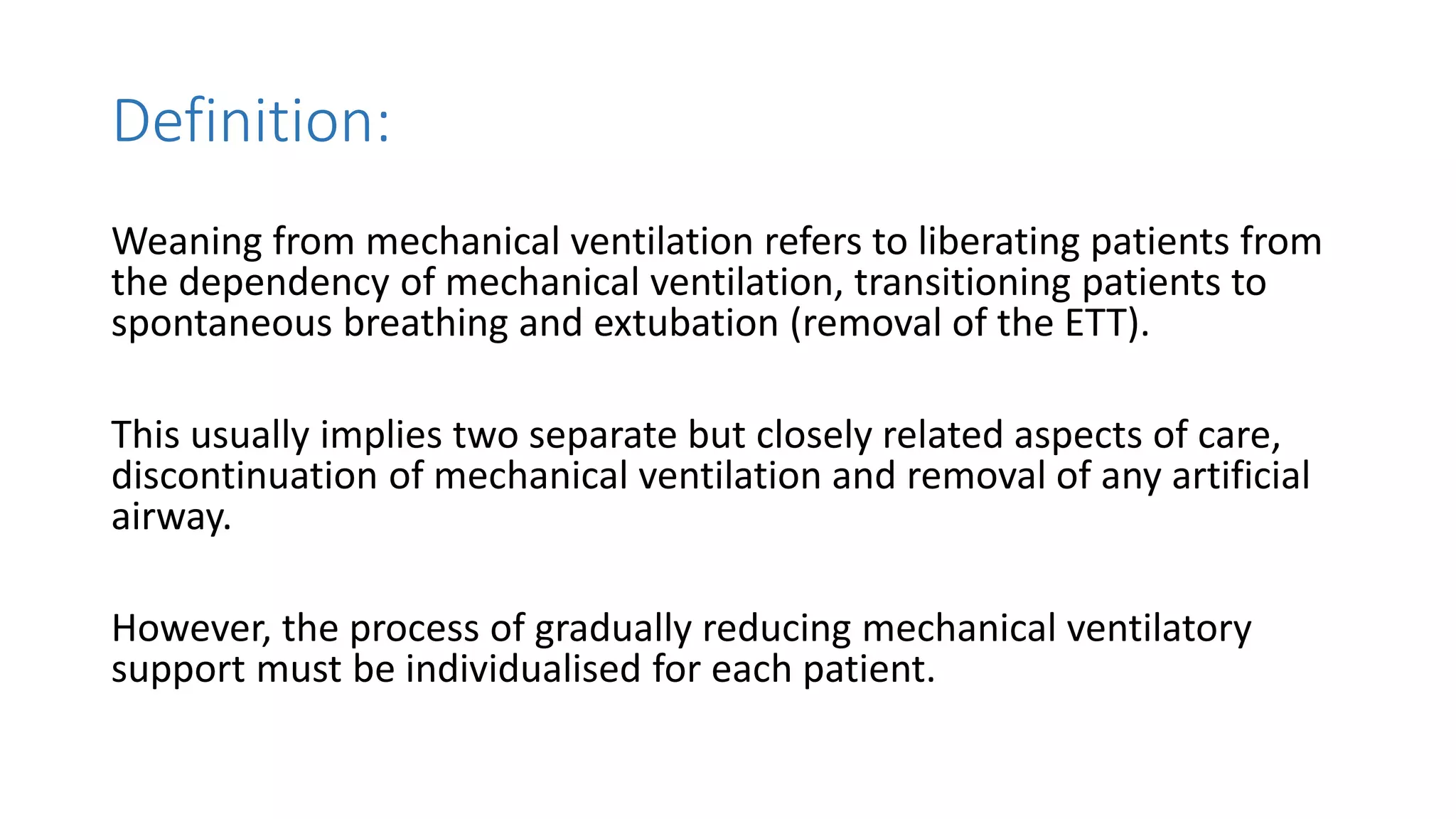 Determinants of weaning from mechanical ventilation | PPTX | Lung and ...