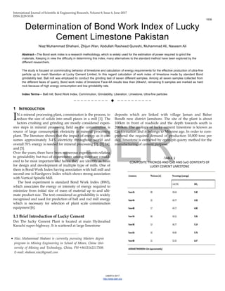 Determination of-bond-work-index-of-lucky-cement-limestone-pakistan ...