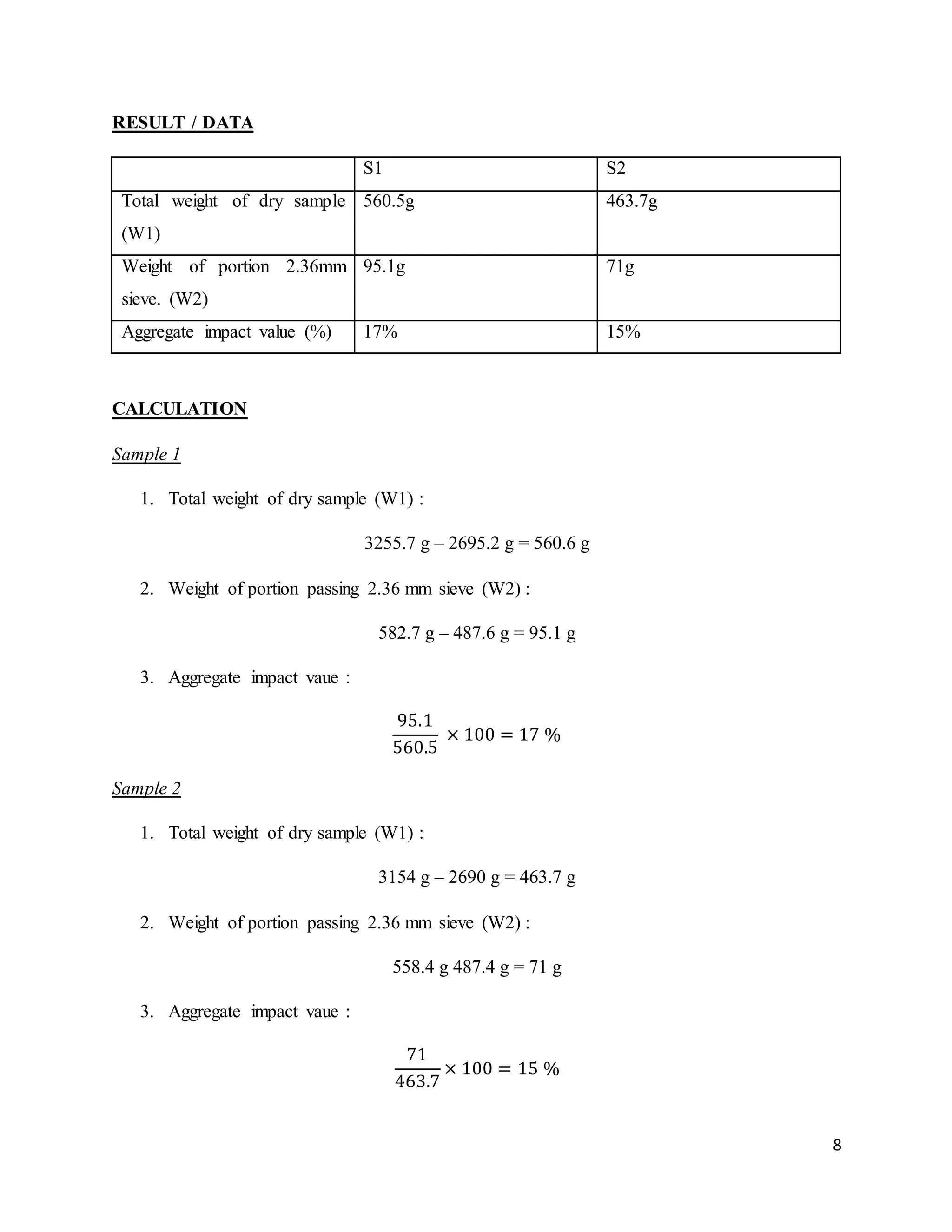 DCC3113 DETERMINATION OF AGGREGATE IMPACT VALUE. | DOCX
