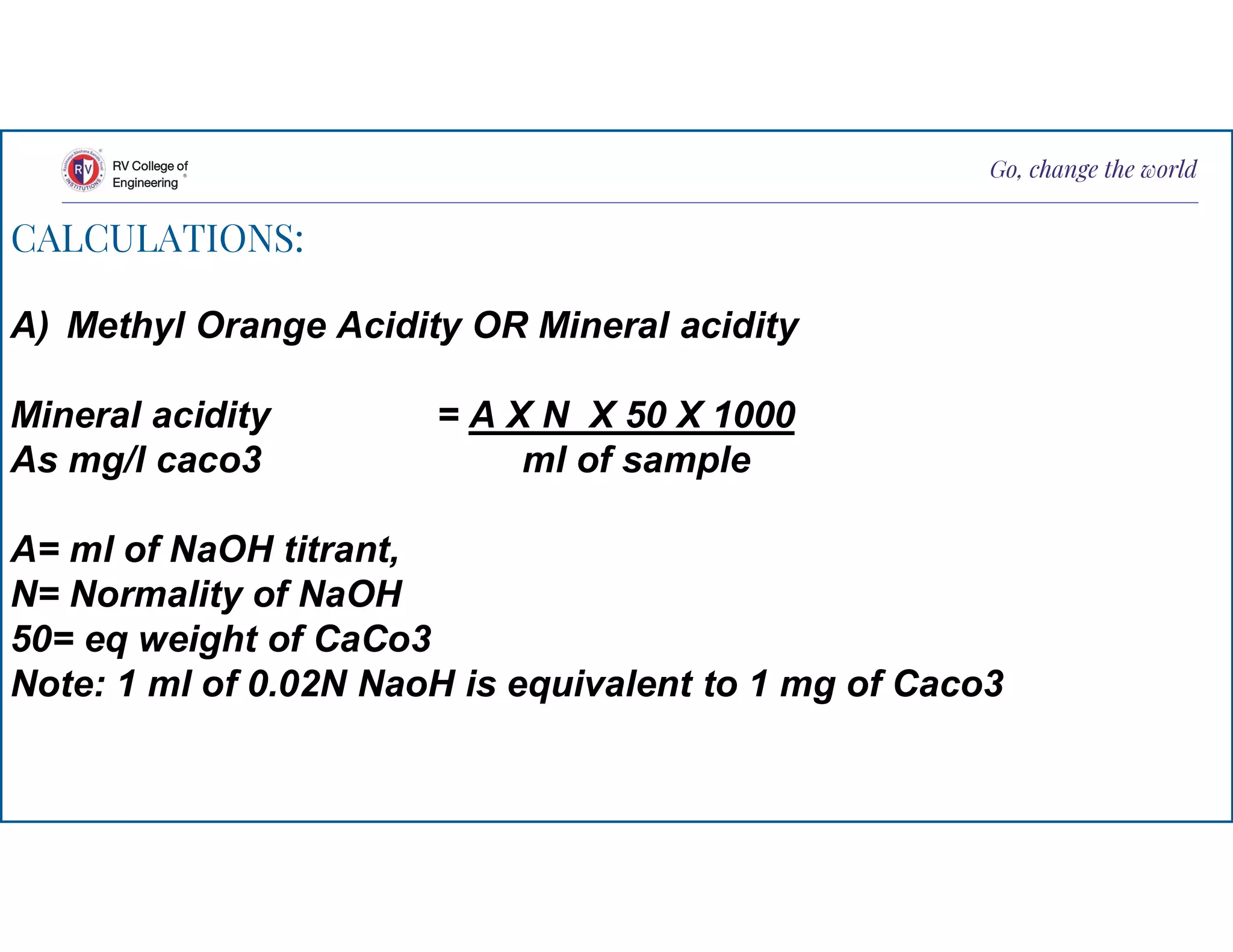 Determination of acidity of water | PDF