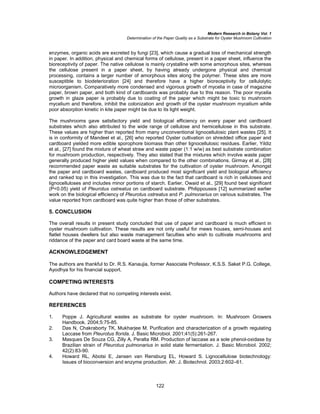 Determination of the Paper Quality as a Substrate for Oyster Mushroom ...