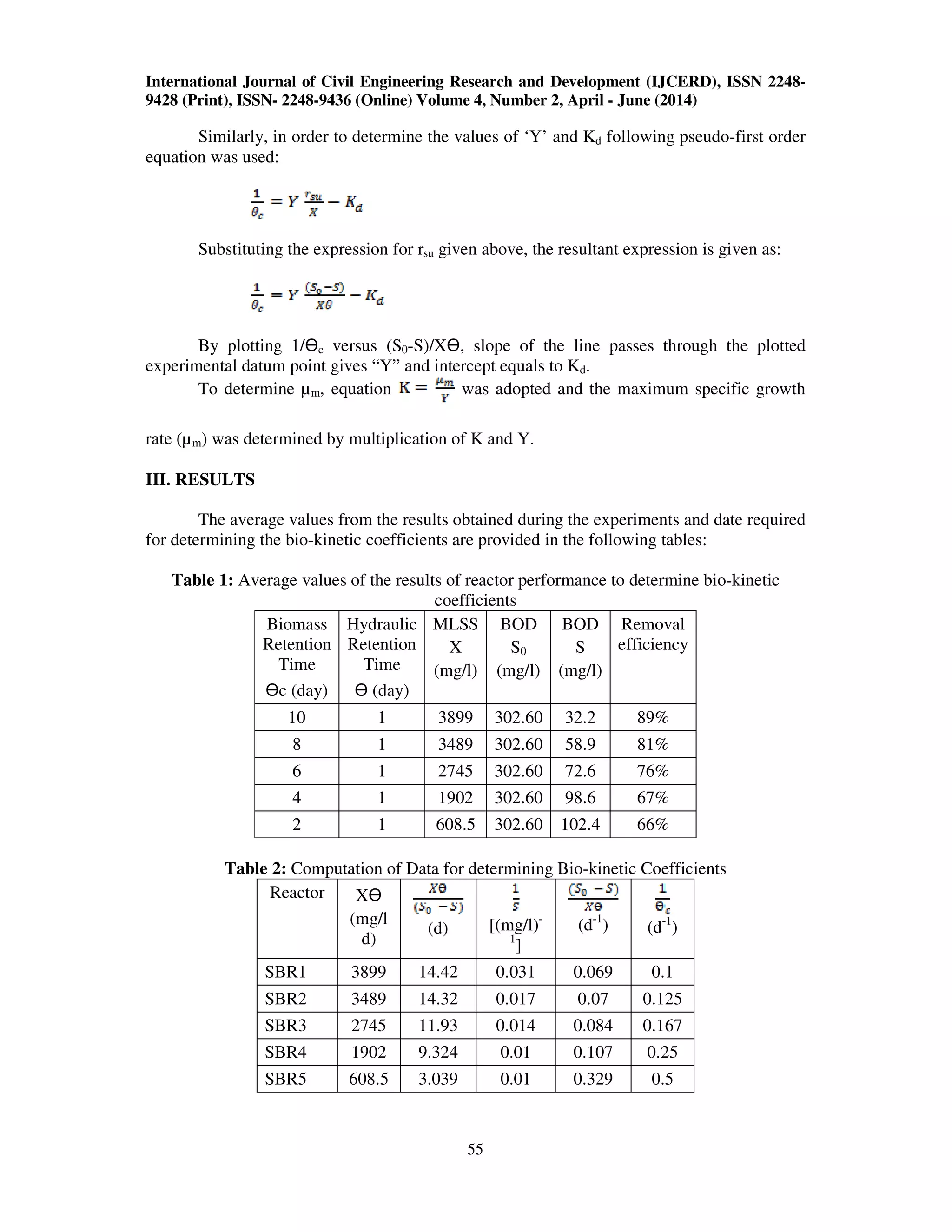 Determination of bio kinetic parameters | PDF