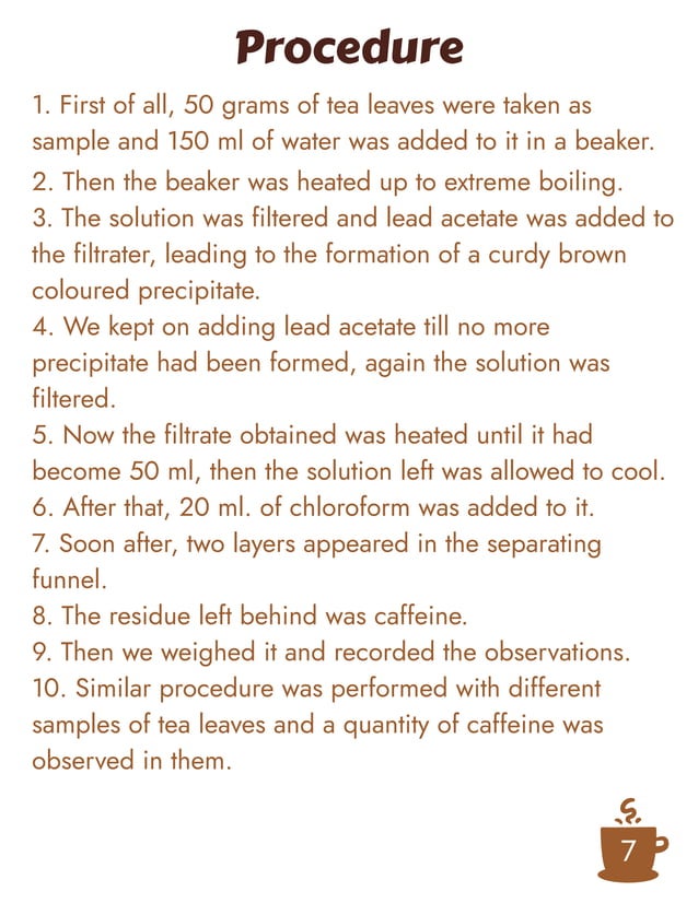 Determination of Caffeine In Tea Samples | PDF | Chemistry | Science