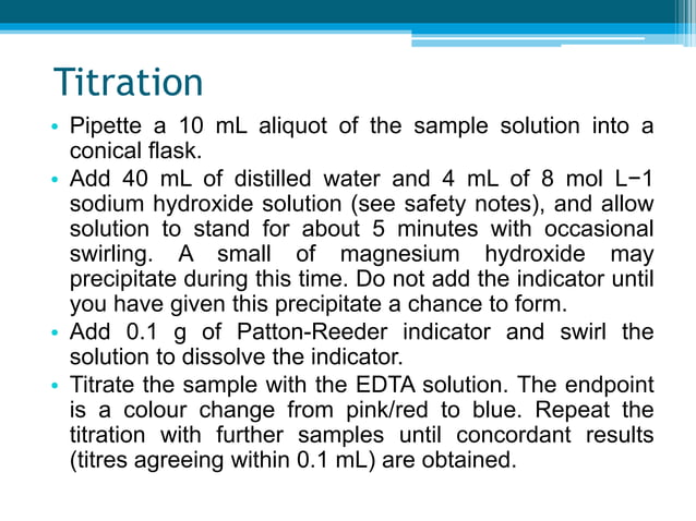 Determination of calcium in milk | PPTX | Chemistry | Science