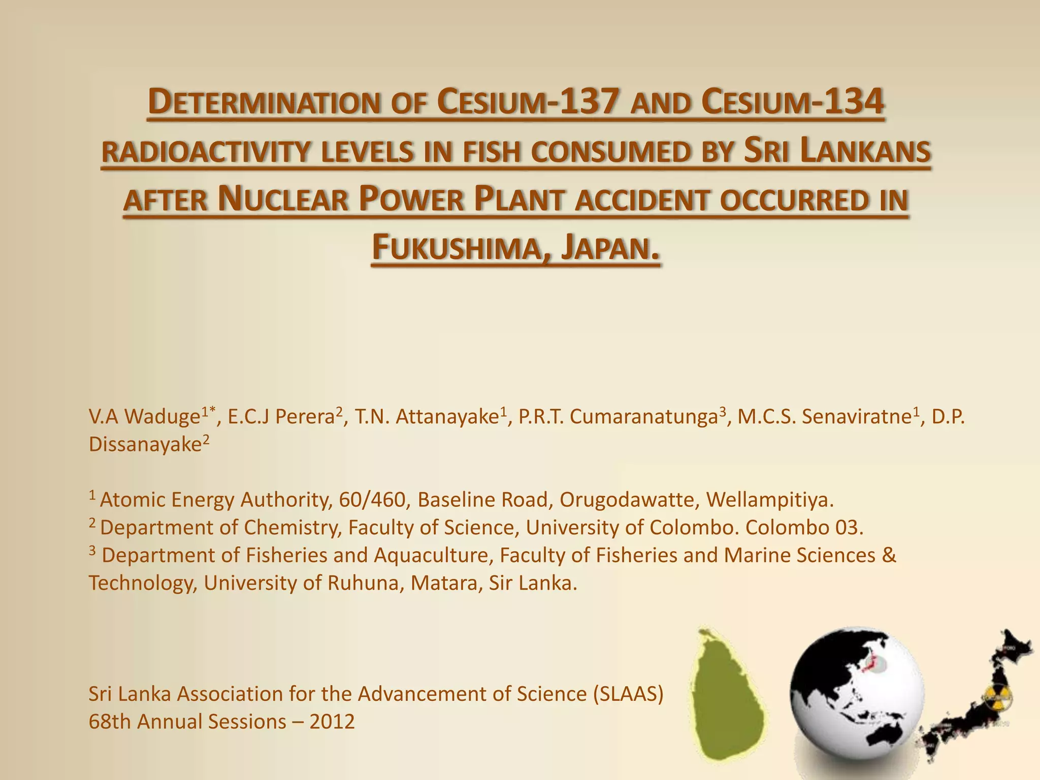 Determination of Cesium 137 and Cesium-134 radioactivity levels in fish ...